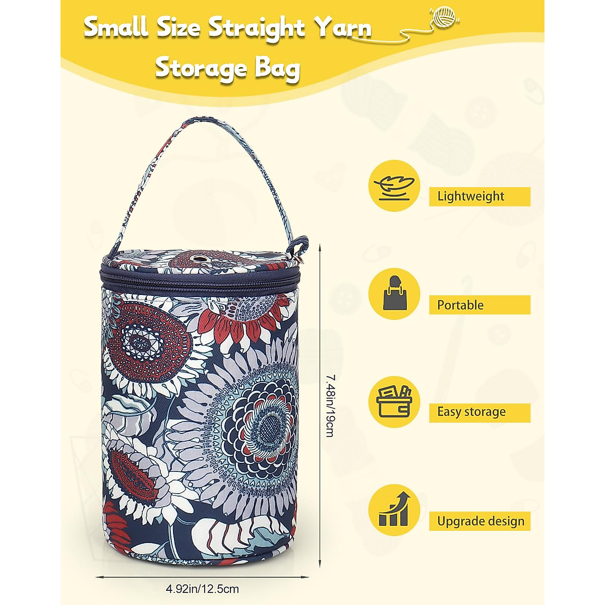 Coopay Mini Yarn Holders, Portable Yarn Storage Bag for Crocheting Project, Yarn Storage Knitting Bag and Crochet Tote, Store Skein Ball, Needles Accessories, Crochet Gifts