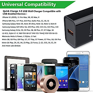 Quick Charge 3.0 Adaptive Fast Wall Charger Block 18W QC Fast Charging 3.0 USB Charger Adapter for Samsung Galaxy A16 A25 A35 S24 S23 A54 A14 A53 S22 S21 S20 Note 20 10 9 Z Flip 6 5 4 3 S10 S9 S8 A13