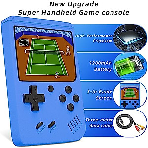 Retro Handheld Game Console, Mini Retro Game Console with 500 Preloaded Classic Games, Portable Handheld Games for Kids Adults, 3.0-Inch Screen, 1200mAh Rechargeable Battery, Support TV & 2 Players