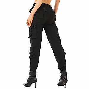 Raroauf Work Cargo Pants Womens Cotton Casual Military Combat Tactical Pants,Rip-Stop Outdoor Hiking Trousers Black US 8