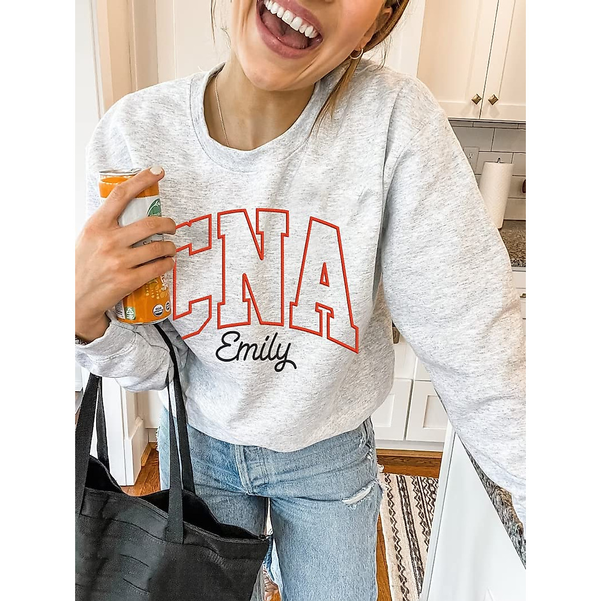 NAZENTI Personalized nurse sweatshirt, cna nurse crewneck sweatshirt, nurse sweatshirts er nurse sweatshirt,embroirded sweatshirts,cna nurse gifts