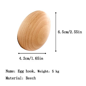 (4 Pack) QEXILAH Natural Beech Wooden Wall Hook, Cute Egg Shape Wall Mounted Hooks Wall Simple Hanger, Home Decoration Hanger Wall Hook For Hanging Clothes, Hat, Coat, Bag (Drilling Wall Installation)