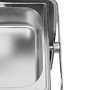 13.5L Visible Window Buffet Chafing Dish Set, Stainless Steel Commercial Chafer Roll Top Food Warmer Warming Tray with Lid Ideal for Parties, Wedding, Festival Gathering (2 Tiers)