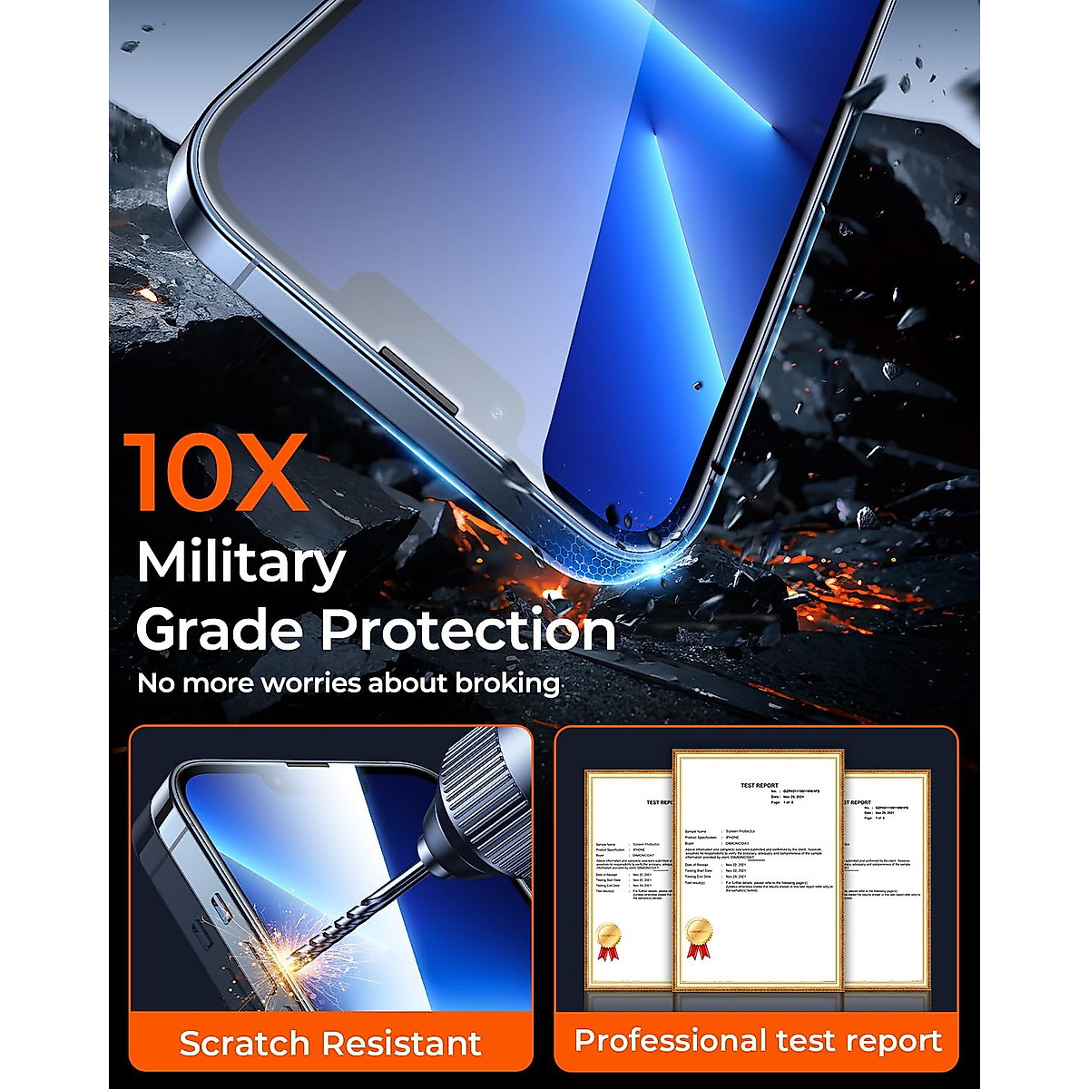 DIMONCOAT 4-PACK for iPhone 13 Pro Max/14 Plus Screen Protector [Auto Alignment Kit] Tempered Glass [10X Military Protection] Compatible 13Promax/14Plus 6.7" HD Diamonds Hard Film, Case Friendly