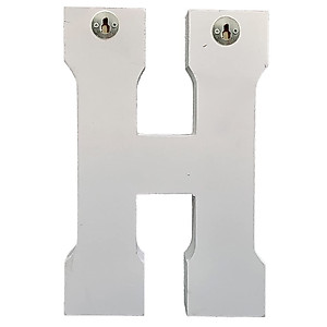 ABELOTS Large Wood Letter Distressed White Wash Alphabet Wall Décor Monogram Letter Alphabet Letters Free Standing Letters Wall Letters (H)