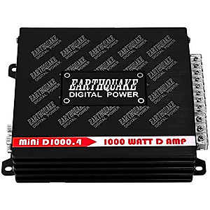 Earthquake Sound MiNi D1000.4 (Gen 2) Stereo Class D 4-Channel Car Amplifier, 1000 Watts