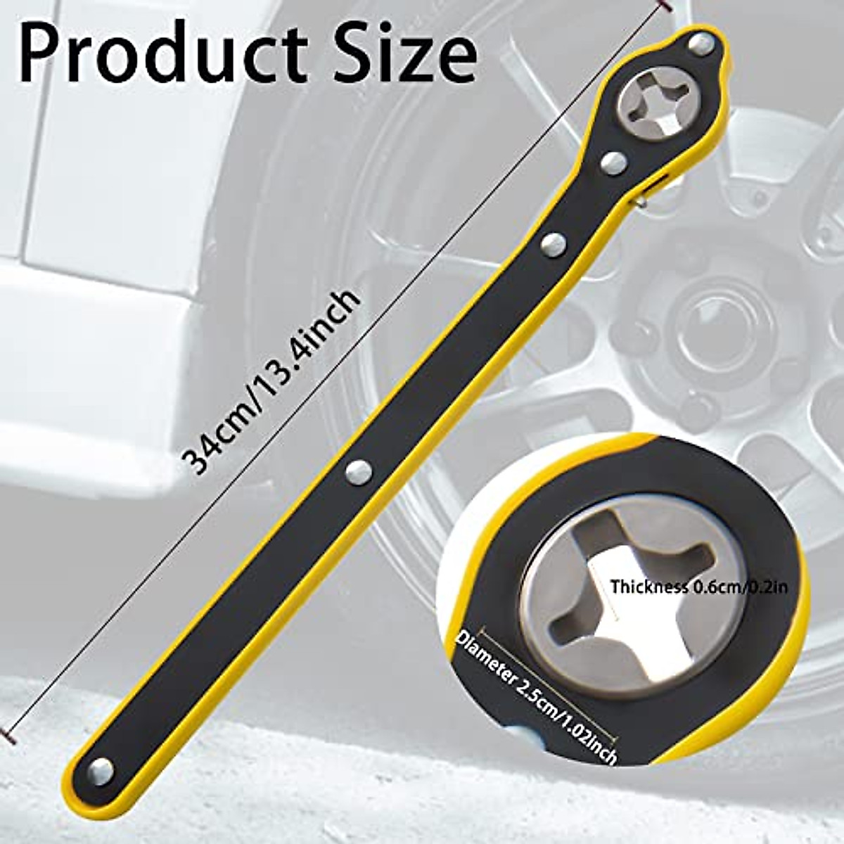 Auto Labor-Saving Jack Ratchet Wrench, Universal 360 Degree Swivel Tire Wheel Jack Ratchet Wrench Scissor Jack, Wrench Jack Lift Speed Handle Tool Car Jack Lug Wrench for Travel Motorcycle Car SUV