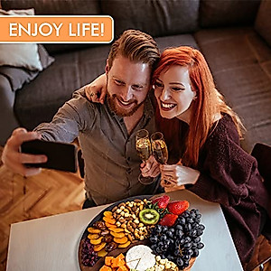 CG Home Heat-Treated Wooden Beech Large Cheese Board, Large Oval Charcuterie Board Platter Unique Housewarming & Bridal Shower Gift Serving Solid Tray Sturdy & Durable