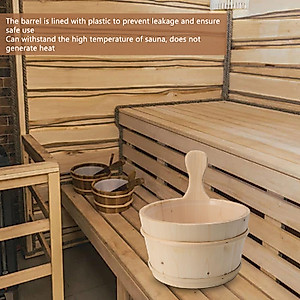 UPQRSG Sauna Bucket and Ladle, Wooden Sauna Bucket Sauna Accessories for Men Women, SpruceHot Tub Barrel Sauna Sauna Spa Accessory with Plastic Liner