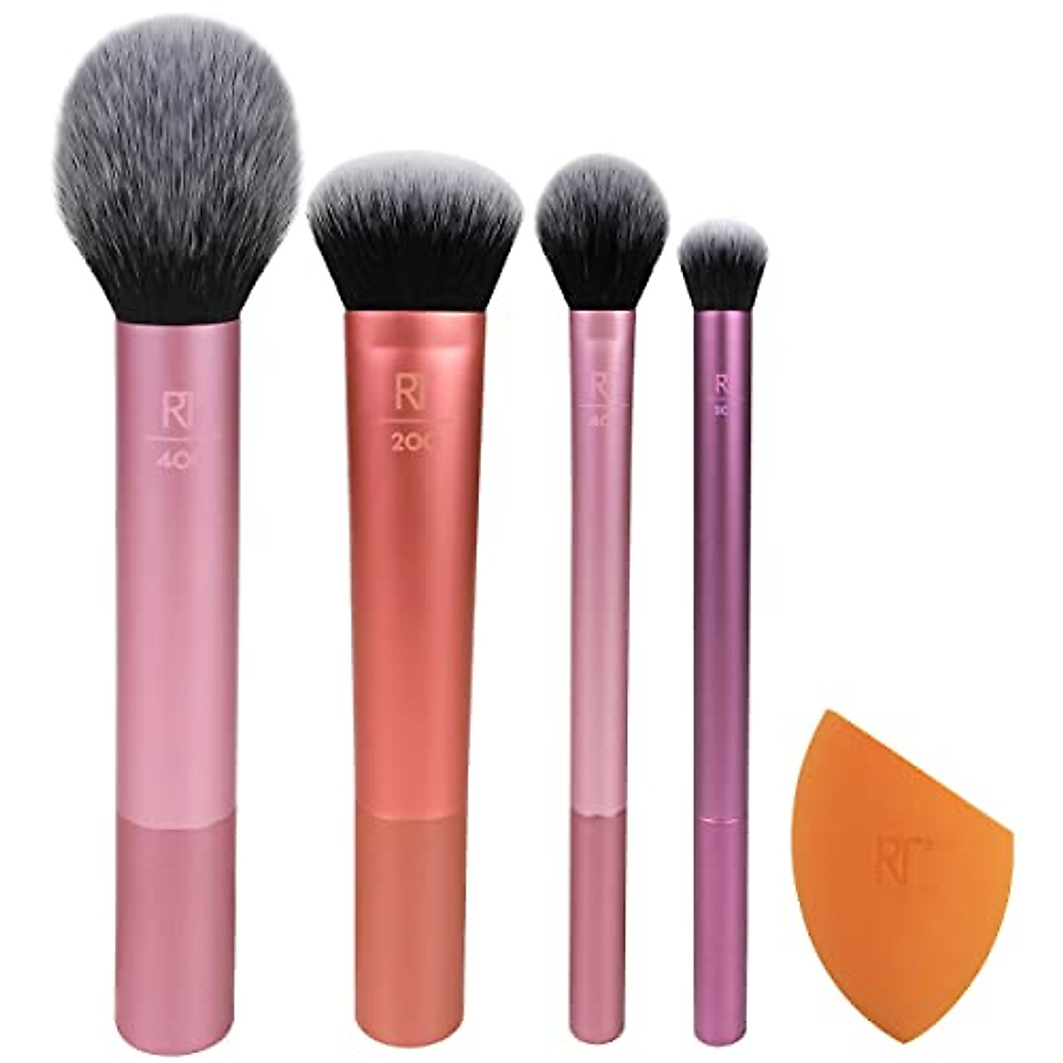 Real Techniques Everyday Essentials Kit, Makeup Brushes & Makeup Blending Sponge, Makeup Tools For Foundation, Blush, Bronzer, & Eyeshadow, Synthetic Bristles, 5 Piece Set