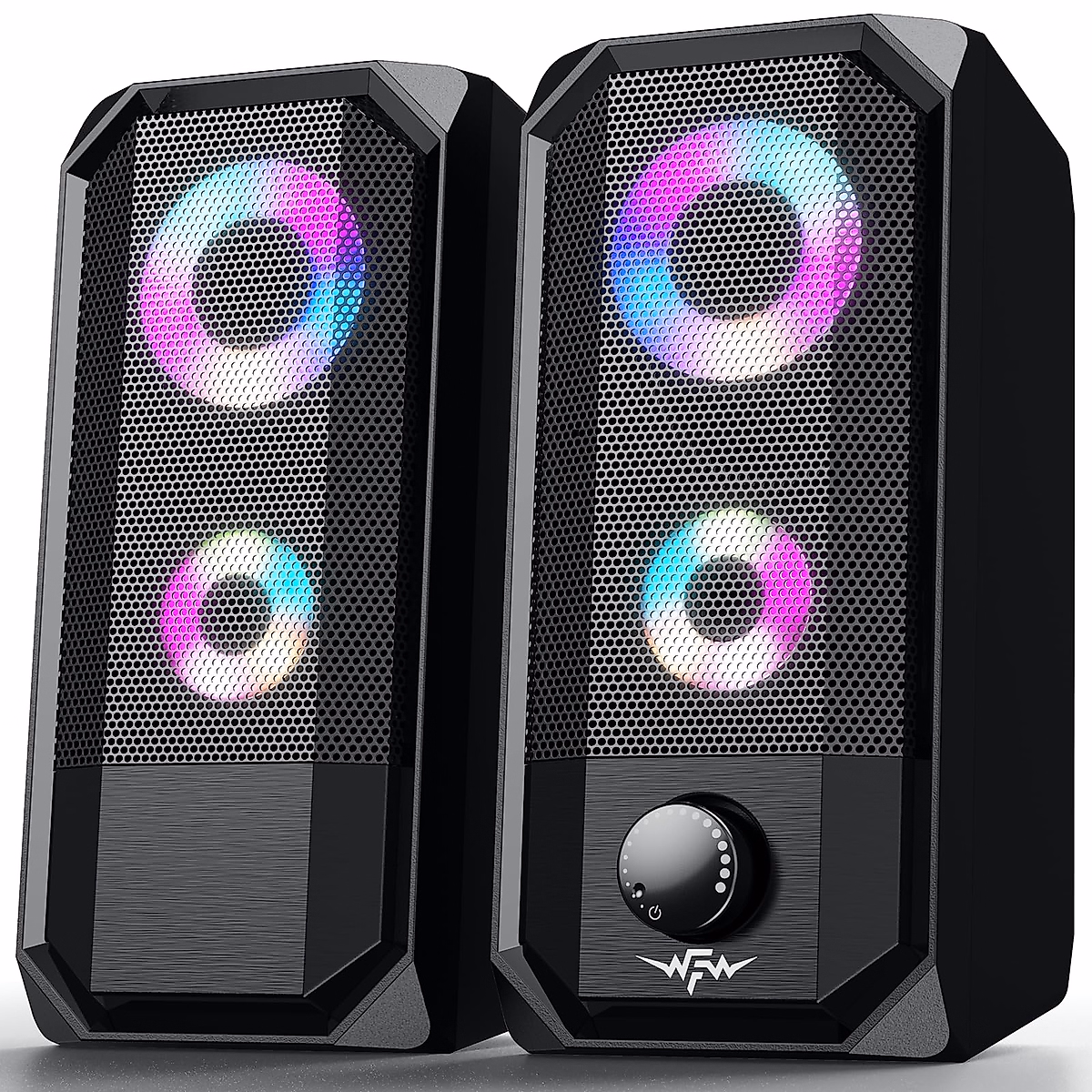 Fishcovers Computer Speakers for Desktop PC and Laptop, Monitor Speakers with RGB Lights,FC03 USB Powered Gaming Speakers
