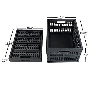 Idotry 3-PACK 15 L Plastic Stacking Folding Storage Crates, Stackable Collapsible Storage Basket
