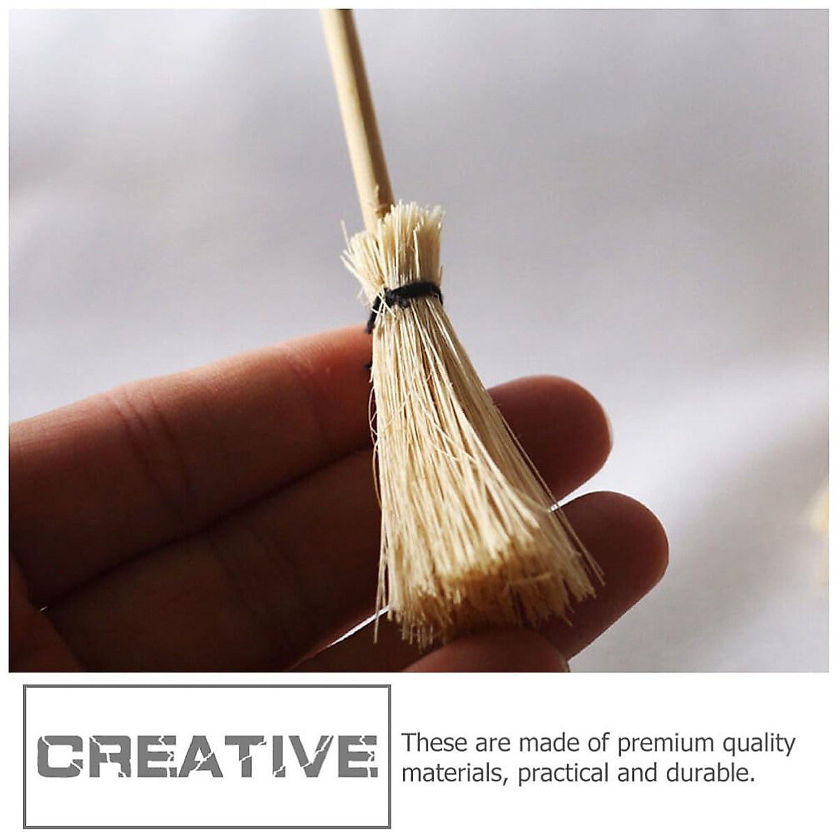 10Pcs Mini Broom Straw Craft Decoration Miniature Witch Broom Decoration Dollhouse Mini Room Scenery Accessory