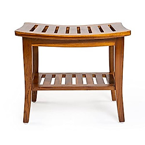 Ala Teak Indoor Outdoor Patio Garden Yard Bath Shower Spa Waterproof Stool Bench Fully Assembled