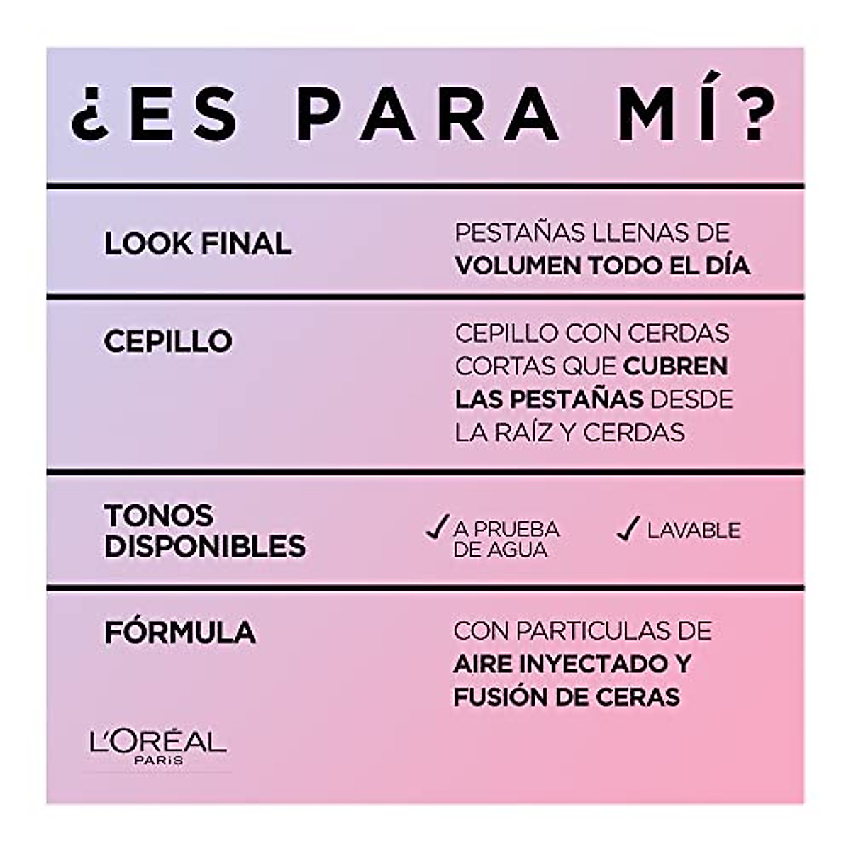 L'Oreal Paris Makeup Air Volume Mega Mascara, Lightweight & Long-lasting Volumizing Mascara for Voluminous Eyelashes, Waterproof Black, 0.3 Fl Oz