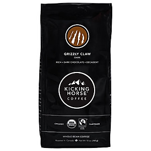 Kicking Horse Coffee Grizzly Claw Dark Roast Whole Bean and Kick Ass Dark Roast Ground Coffee Bundle (10 Oz)