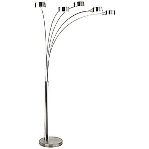 Artiva USA ‘Micah’ Modern 88-Inch, 5 Arch Arched, Dimmer Function, Heavy-Duty Base, 360 Degree Rotatable Shades, Brushed Steel Floor Lamp, Bulbs Incl.