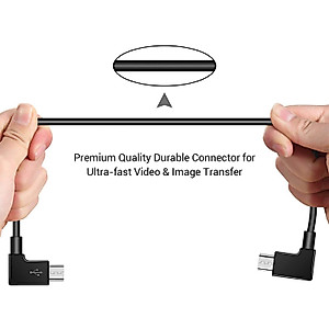 F'wode Micro USB to Type C Data Cable, 11.8 inch 90 Degree Video Data Cable for DJI Mavic 2 Zoom/Mavic 2 Pro/Mavic Mini/Mavic Mini 2/Mavic Air/Mavic Pro/Mavic Pro Platinum/Spark for Cellphone/Tablet