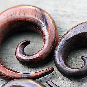 Pierced Owl Organic Dark Brown Sono Wood Spiral Taper Plugs, Sold as a Pair (10mm (00GA))