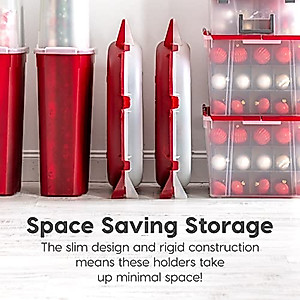 IRIS USA 24" Wreath Storage Container, Clear/Red