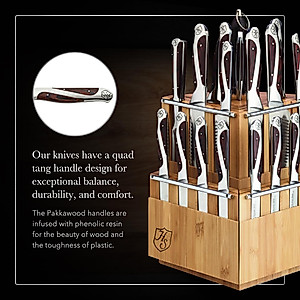 Hammer Stahl 21 Piece Knife Block Set | Classic Kitchen Knife Set | Stainless Steel Knife Set with Rotating Bamboo Block | Cooking Knife Set | The Ultimate Kitchen Collection