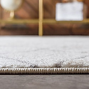 Unique Loom Trellis Frieze Collection Area Rug - Geometric (3' Round, Ivory/ Gray)