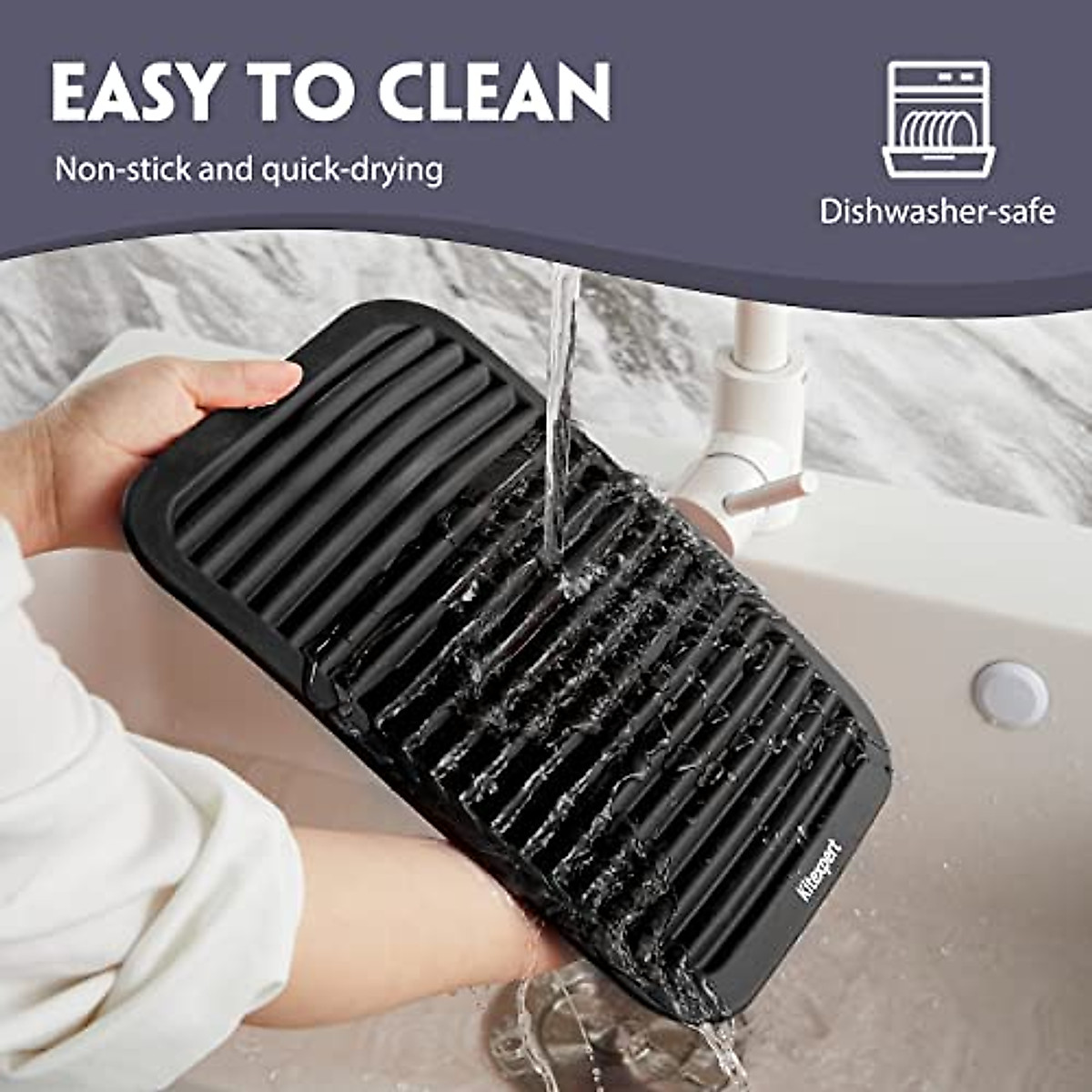 Silicone Trivets for Hot Dishes & Hot Pots and Pans -KITEXPERT Thick Hot Pads for Kitchen - Versatile Pot Holders & Heat Resistant Mats for Countertop - 2 Pack (Black)