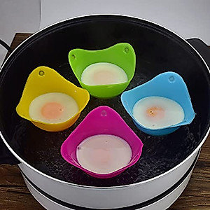 Egg Poacher Nonstick Silicone Egg Poaching Cup Poached Egg Cooker Egg Molds Cookware for Microwave Stovetop Premium 4PCS