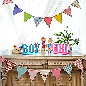 LEZIEBIRE Gender Reveal Table Decorations 2 Pieces Wooden Baby Girl Boy Table Signs Wooden Letter Blocks Blue Pink Table Centerpieces for Baby Shower Decor Gender Reveal Party Supplies