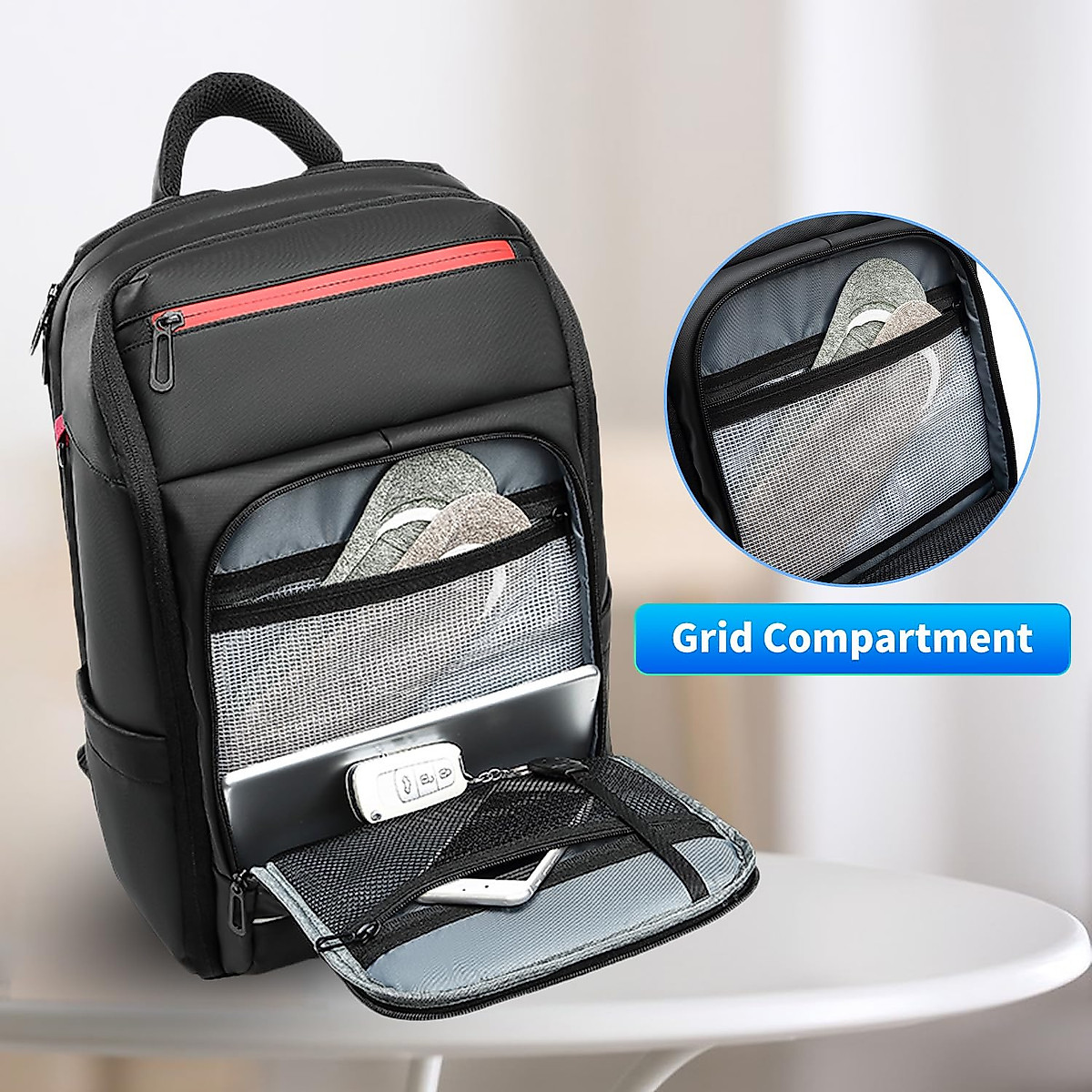 Eurcool Laptop Backpack for Men,Multifunction Business 15.6 inch Laptop Backpack,with USB Charging Port Travel Bag, Black-03, Large