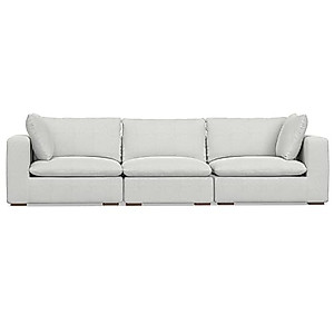 SIMPLIHOME Jasmine 3-Seater Modular Sofa in Velvety Chenille Polyester-Blend Performance Fabric, Cloud Grey, 125-inches Wide, Handcrafted Contemporary-Style Couch for Living Room
