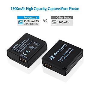 Powerextra 2 Pack DMW-BLG10 Batteries for Panasonic Lumix DC-ZS80, DC-GX9, DC-LX100 II, DC-ZS200, DC-ZS70, DMC-GX80, DMC-GX85, DMC-ZS60, DMC-ZS100, DMC-GF6, DMC-GX7K, DMC-LX100K