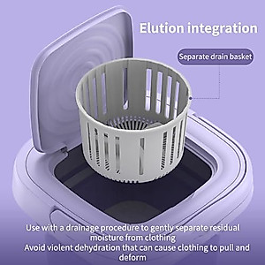 Foldable Washing Machine, 9L High Capacity Mini Washer with 3 Modes Deep Cleaning Half Automatic Washt, Portable Washing Machine with Soft Spin Dry for Socks, Baby Clothes, Towels (Purple)