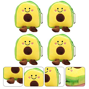 NUOBESTY 4pcs Avocado Plush Purse Wallet Cartoon Fruit Zipper Coin Bag Novelty Handbags Change Purse with Keychain