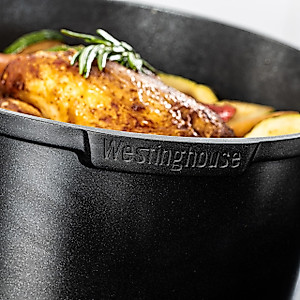 Westinghouse Roaster with Lid, 12.5 Inches, Black, Cast aluminum, Kitchen, Kitchen Accessories
