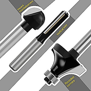 KSEIBI 1/4 Inch Router Bit Set, Tungsten Carbide Tip, Black Powder Coating Finish, for Both Beginners and Simi-Professional Woodworking Job 12 Piece Kit (103119)