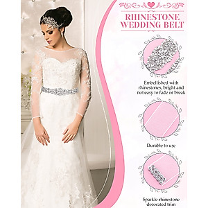 Sintege 3 Pcs Rhinestone Wedding Dress Belts Crystal Bridal Sash Belts Diamond Ribbon Belts for Women Bridal Bridesmaid