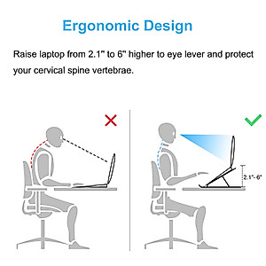 JARLINK Adjustable Laptop Stand, Foldable Aluminum Desktop Laptop Riser Compatible with MacBook Air Pro, HP, Lenovo, Dell, More Tablet (up to 15.6 inches), Black