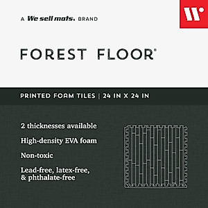 Forest Floor 3/8 Inch Thick Printed Foam Tiles, Premium Wood Grain Interlocking Foam Floor Mats, Anti-Fatigue Flooring, 24 in x 24 in