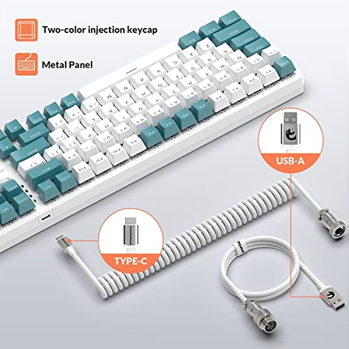 K3-95% Wired Gaming Keyboard and ultra-light honeycomb mouse with Coiled Usb C Cable，Clicky Blue Switch LIGHTSYNC RGB Chroma Backlit TKL 98 key 4 in 1 Gaming Bundle Retro Metal Panel for PC/Mac