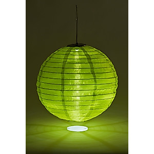 Allsop Home and Garden Soji Illume 14” LED Outdoor Solar Lantern, Handmade with Weather-Resistant UV Nylon, Lime (1-Count)