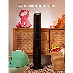 HOLMES 42" Digital Tower Fan with Accent Light, ClearRead Display, High/Low Brightness Level, 90° Oscillation, 5 Speeds, 4 Modes, 8-Hour Timer, Home, Bedroom or Office, Remote Control, Matte Black