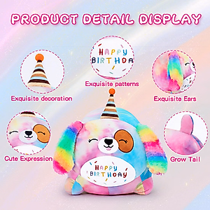 MIAOHAHA Happy Birthday Plush Pillow Toy,Soft Plush Dog Toy Plushies Gift for Kids and Girls(Dog,25cm/9.8in)