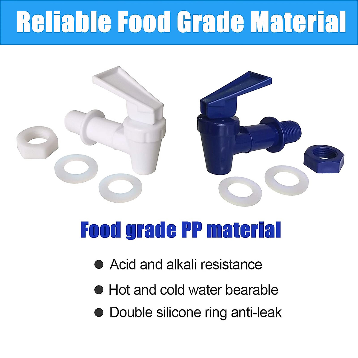 4 Pack 3/4Plastic Faucet,Replacement Cooler Faucet Water Bottle Jug Reusable Spigot Spout, BPA Free Dispenser Tap Set, Water Crock Valve Gravity Water Spigot (3/4" External Thread)