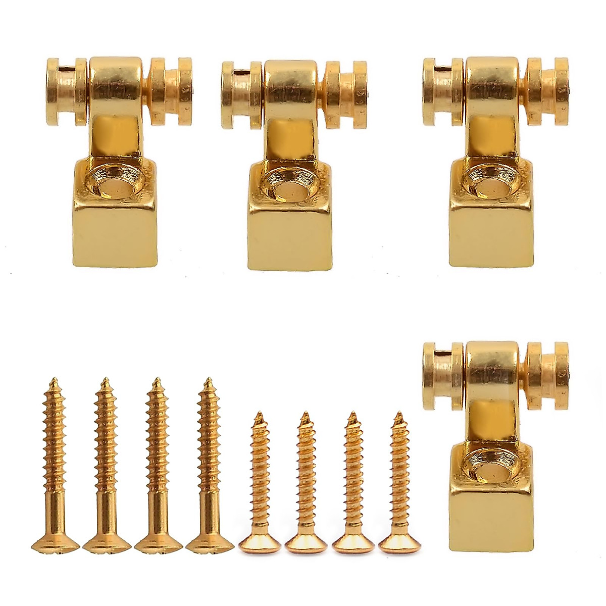 MAXCHEER Roller Guitar String Trees Guides Retainer for Fender Strat Stratocaster Tele Telecaster Electric Guitar，Pack of 4 (Gold)