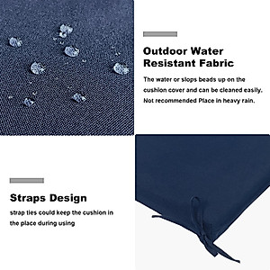 DYTXIII Set of 4 Outdoor Square Chair Cushions 18.5"x16"x2" for Patio, Water Resistant Patio Dining Seat Pads Replacement for Kitchen Garden and Outdoor Furniture Decoration - Navy Blue