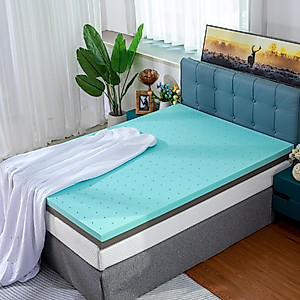 Askme Twin Mattress Topper 4 Inch Ventilated Gel Memory Foam and Firm Foam Support with Bonus Cover, Adjustable Softness Relief Back Pain Breathable and Washable Cover, CertiPUR-US