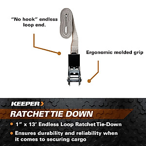 HAMPTON PROD Keeper – 1” x 13’ Endless Loop Ratchet Tie-Down - 400 lbs. Working Load Limit and 1,200 lbs. Break Strength