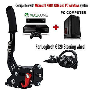 Obokidly Upgrade 2-IN-1 USB Handbrake Support G27/G29/G920 Compatible With PS4/XBOX ONE + PC For Simracing Game Sim Rig With Clamp (Support G920 With Clamp, Black)