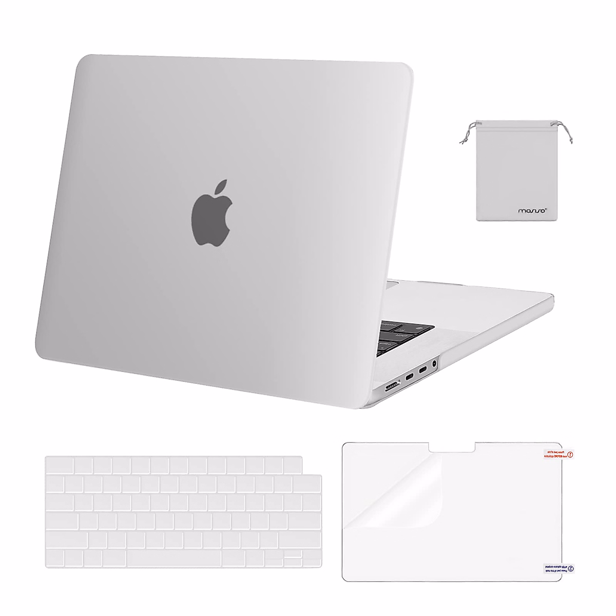 MOSISO Compatible with MacBook Pro 16 inch Case 2024 2023 2022 2021 Release M3 A2991 M2 A2780 M1 A2485 Pro Max, Plastic Hard Shell Case&Keyboard Cover&Screen Protector&Storage Bag, Matte Clear